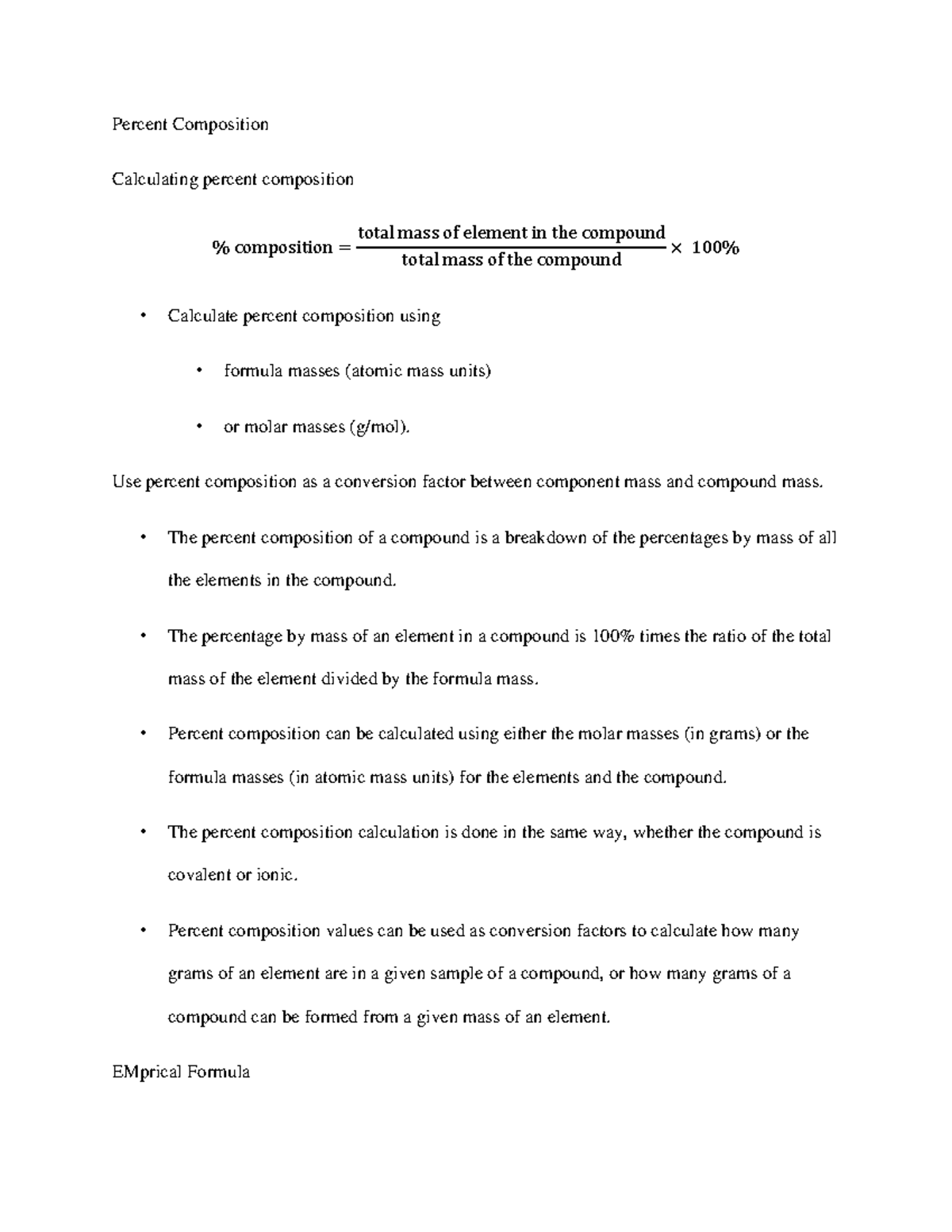 Percent Composition and emprical formula - Percent Composition ...