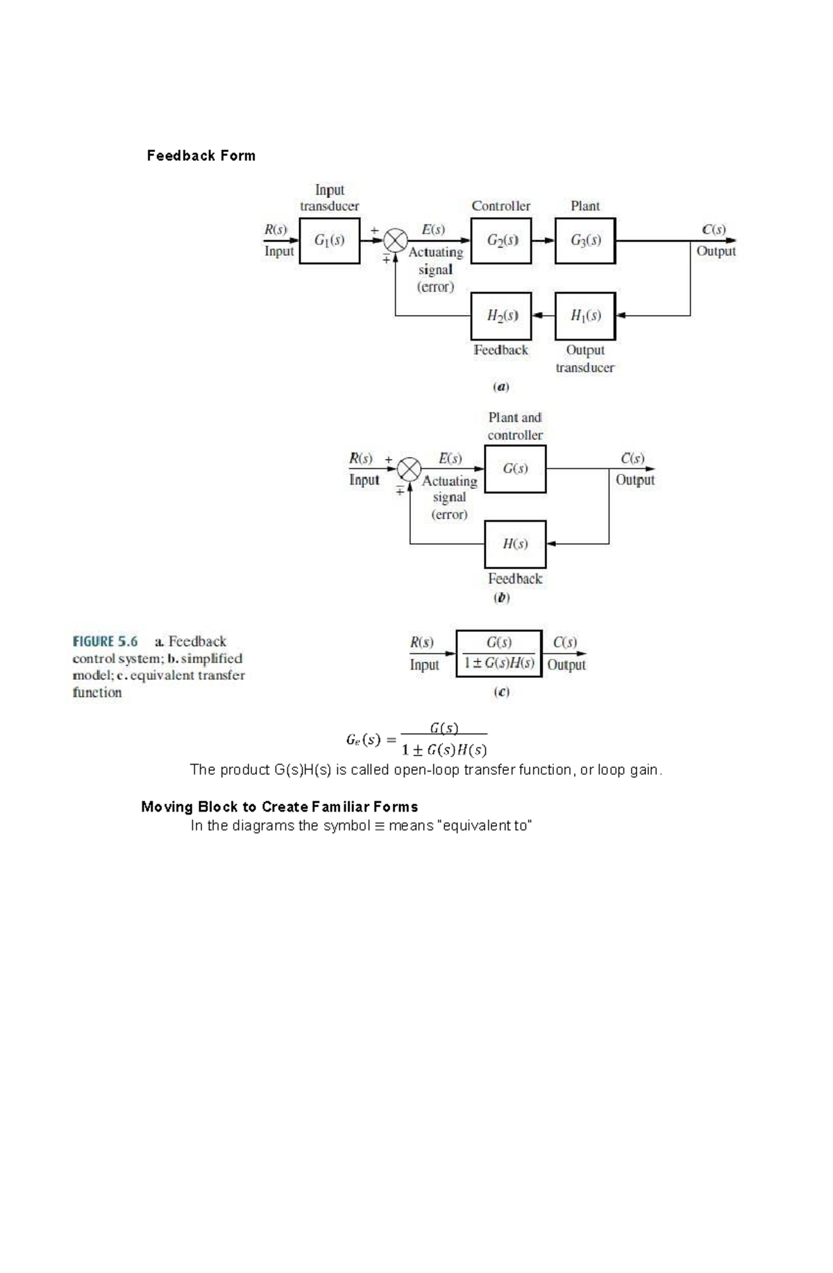 Electronics Feedbacks and Control System - Feedback Form The product G(s)H(s) is called open ...