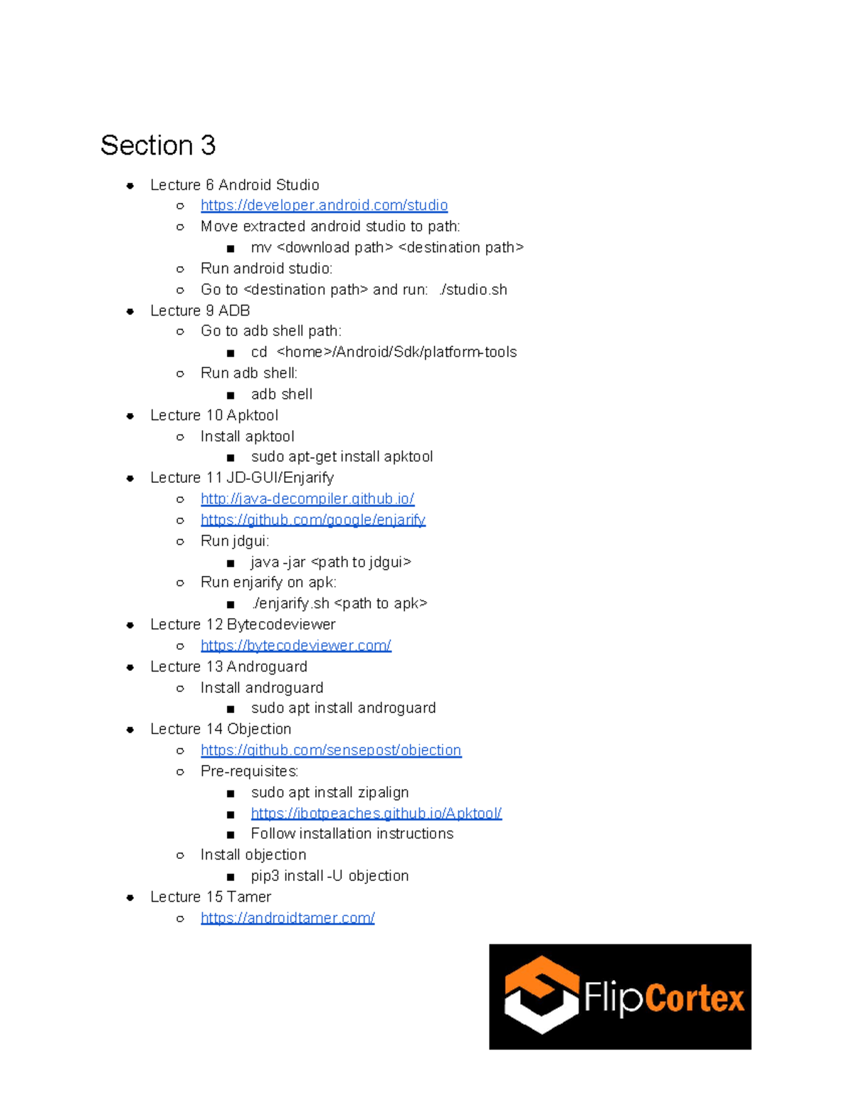 2 1 Cheat Sheet Modern State University Section 3 Lecture 6 Android