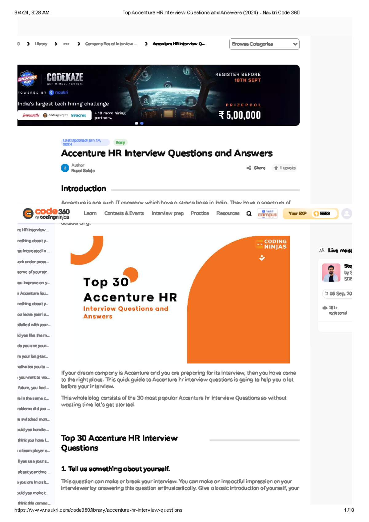 Top Accenture HR Interview Questions and Answers (2024) - Naukri Code ...