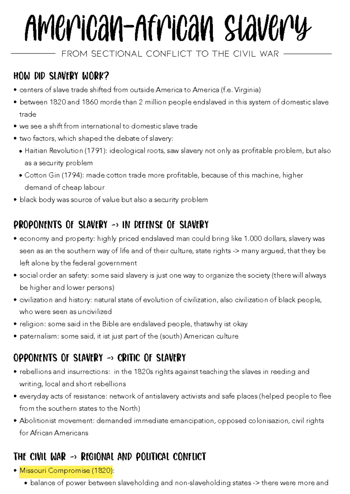 4 American-African slavery - American-African slavery From sectional ...