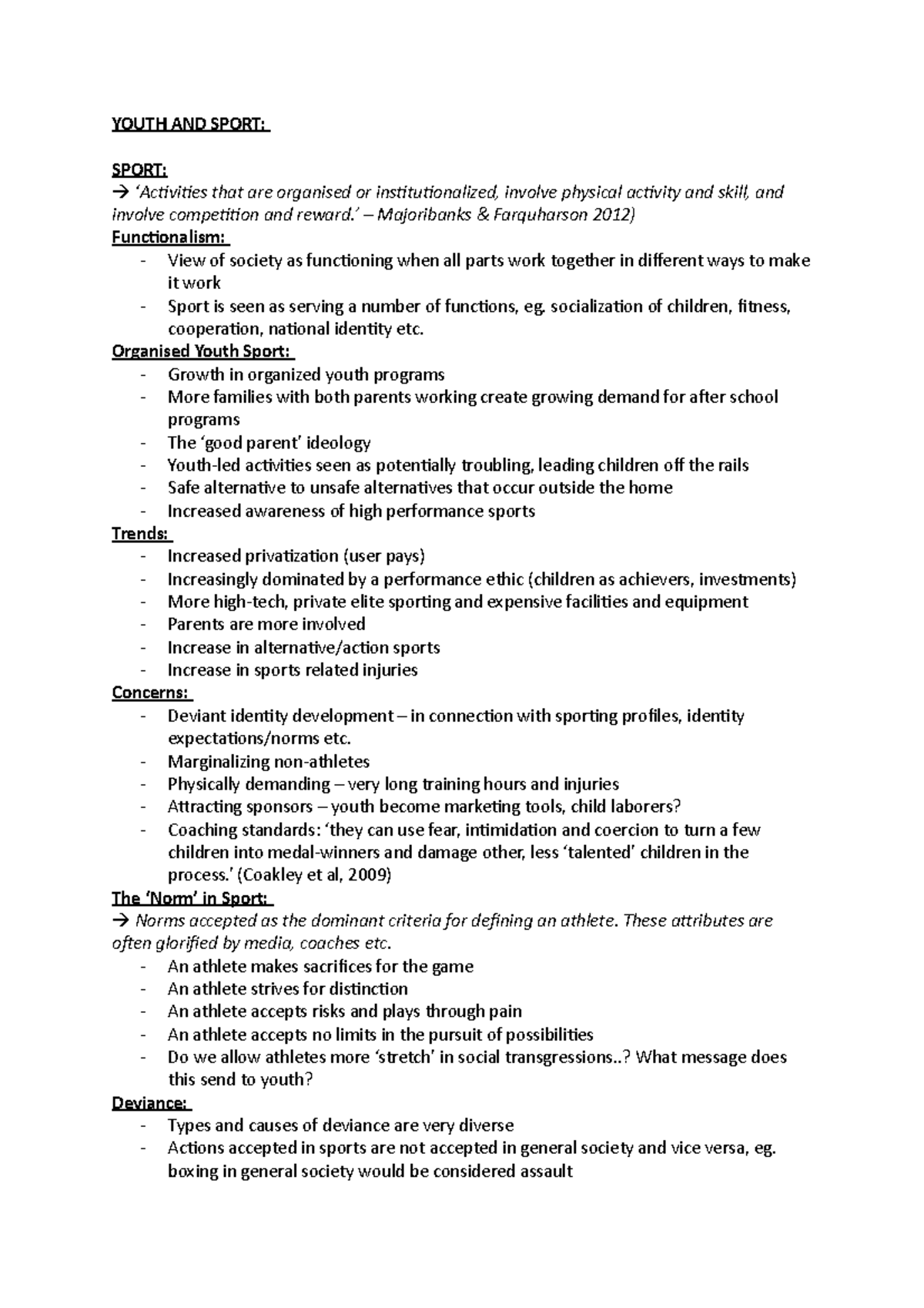 Youth AND Sport - Lecture notes 12 - YOUTH AND SPORT: SPORT ...