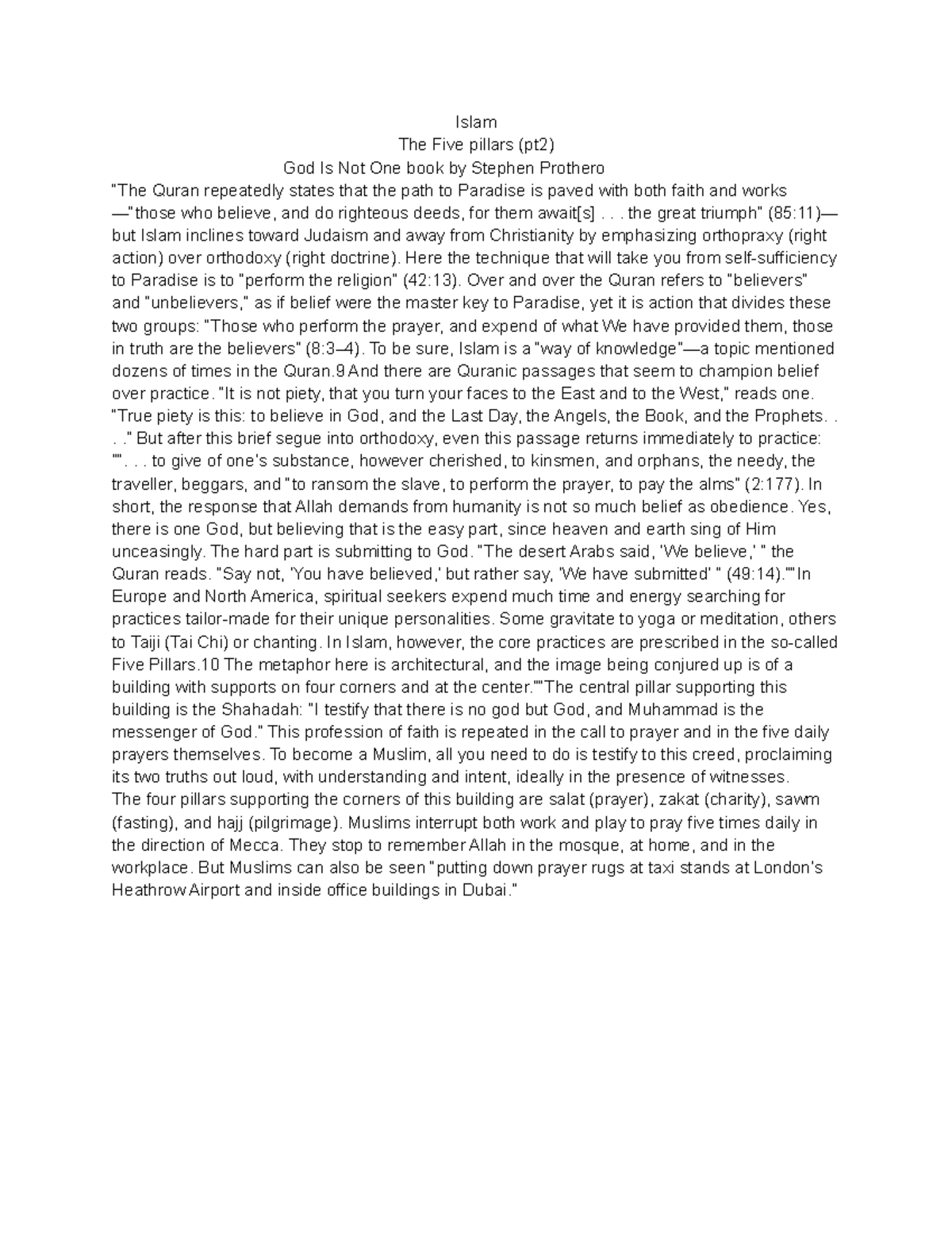 Islam 6 - god is not one - Islam The Five pillars (pt2) God Is Not One ...