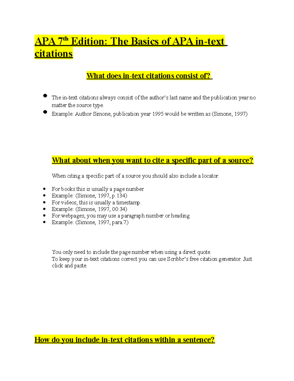 APA 7th edition The basics of APA Citations copy - APA 7 th Edition ...