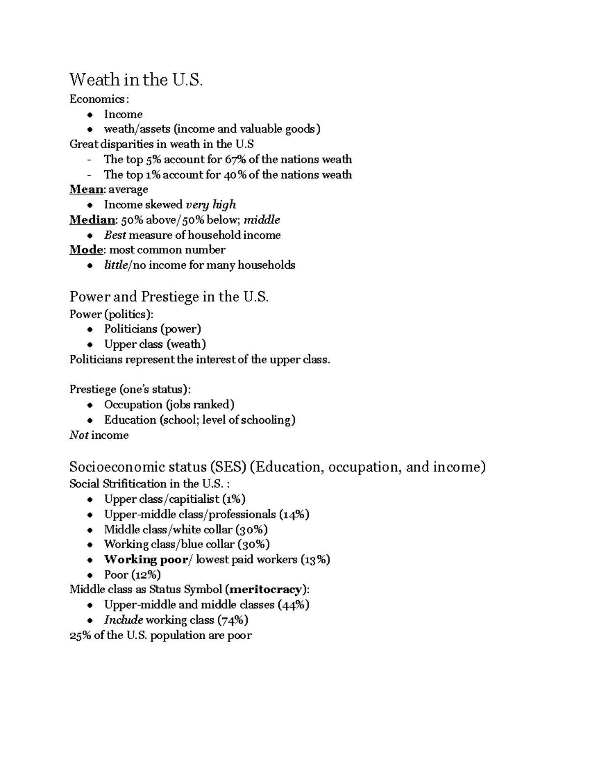 SOC 4 11 - Wealth in the US - Weath in the U. Economics: Income weath ...