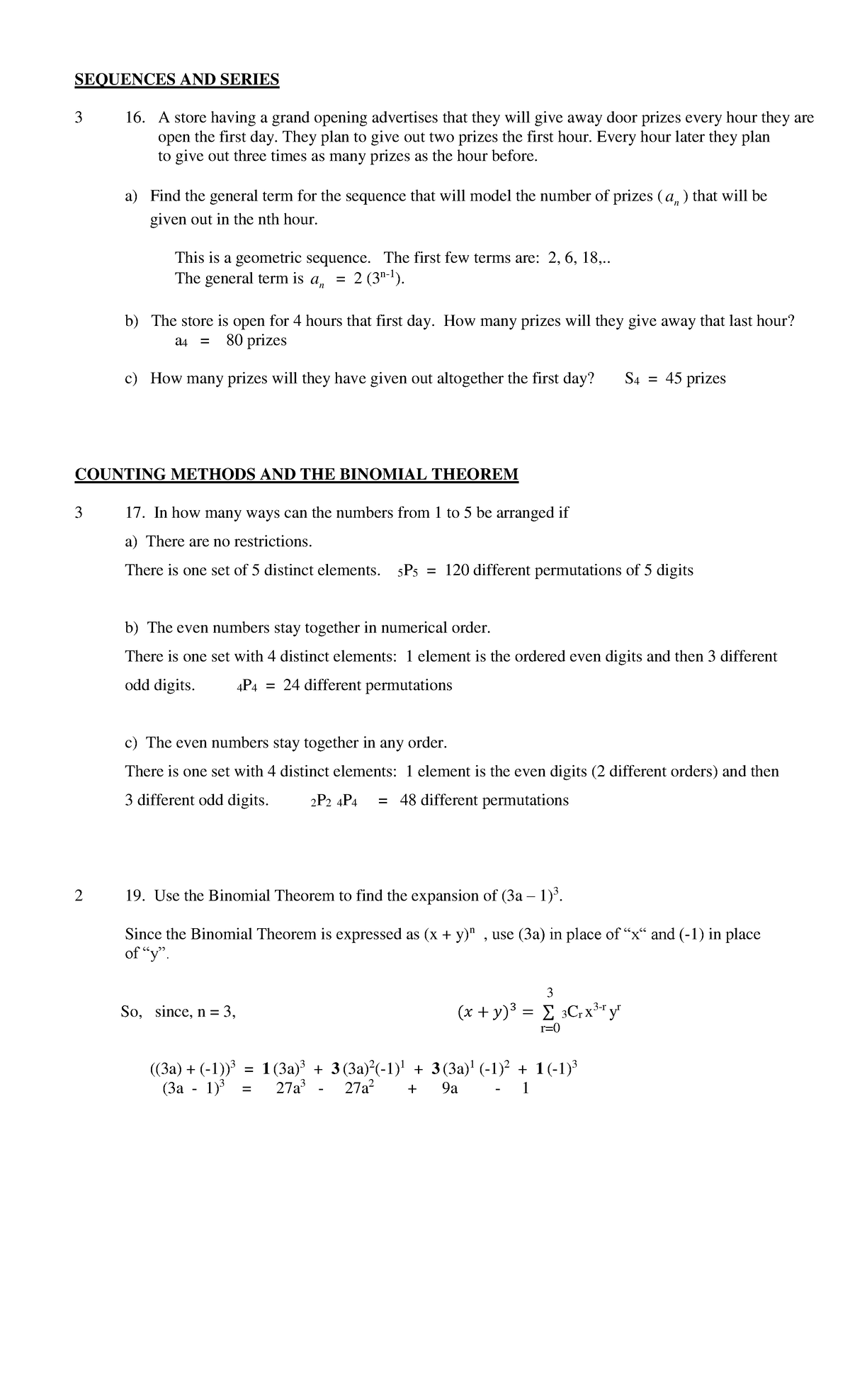 Sample Final IV Solution Part 2(1) - r= 3 SEQUENCES AND SERIES 3 16. A ...