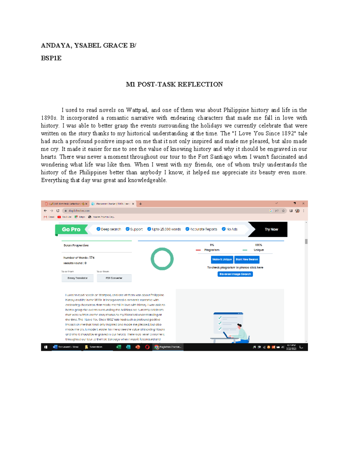 M1 POST-TASK Reflection RPH - ANDAYA, YSABEL GRACE B/ BSP1E M1 POST ...