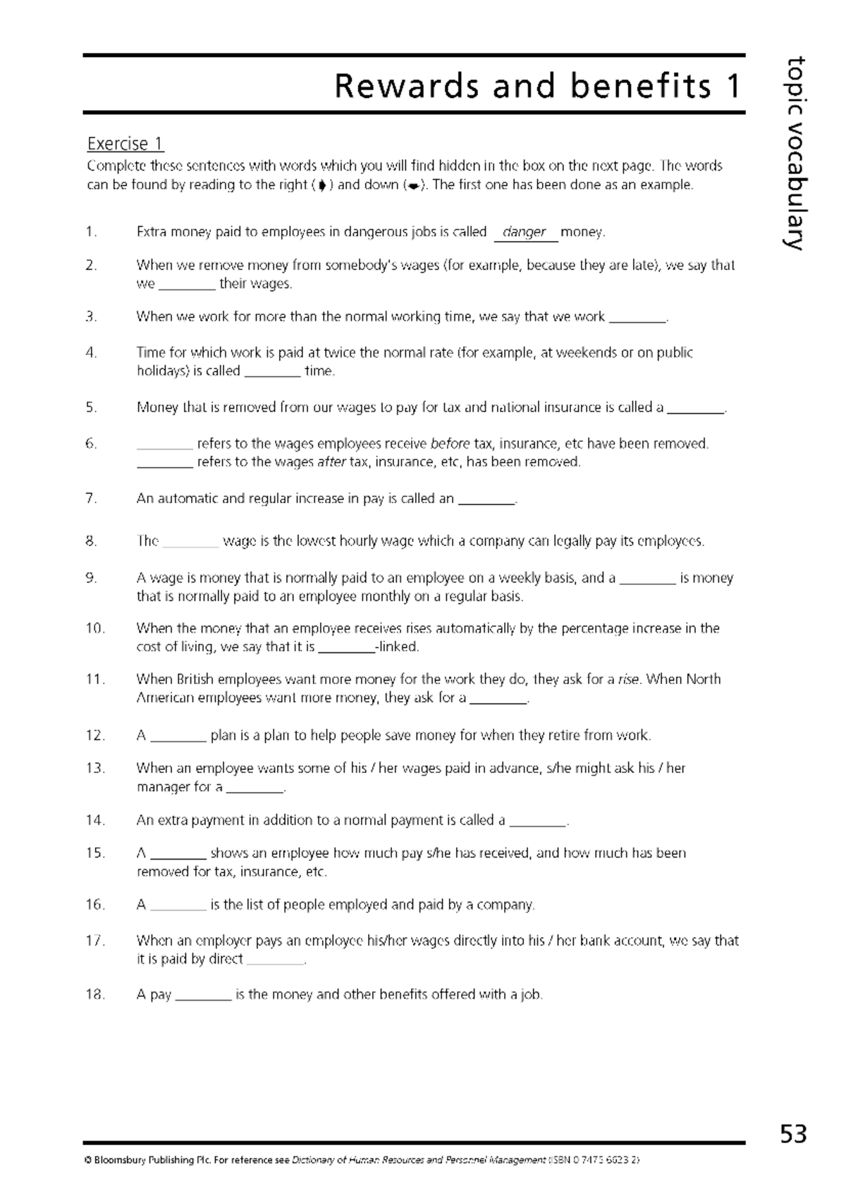 Reward and remuneration worksheet 23 vocabulary rewards and benefits ...