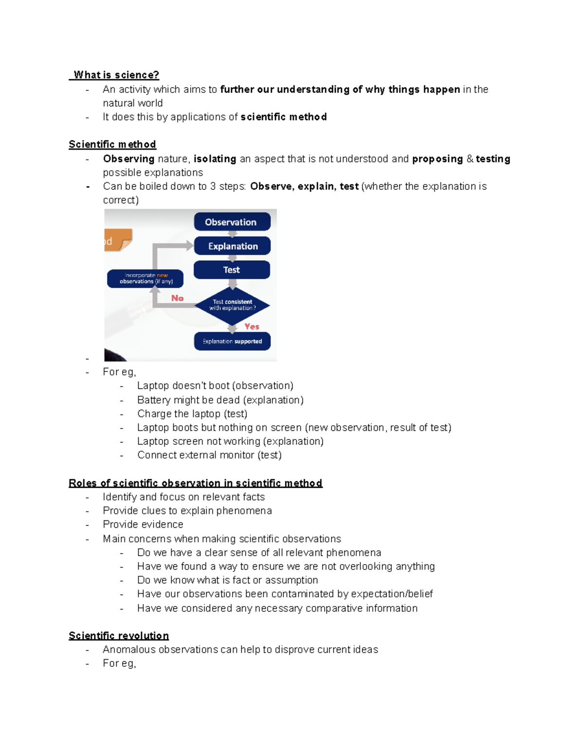 HSI1000 notes (24/25) - What is science? - An activity which aims to ...