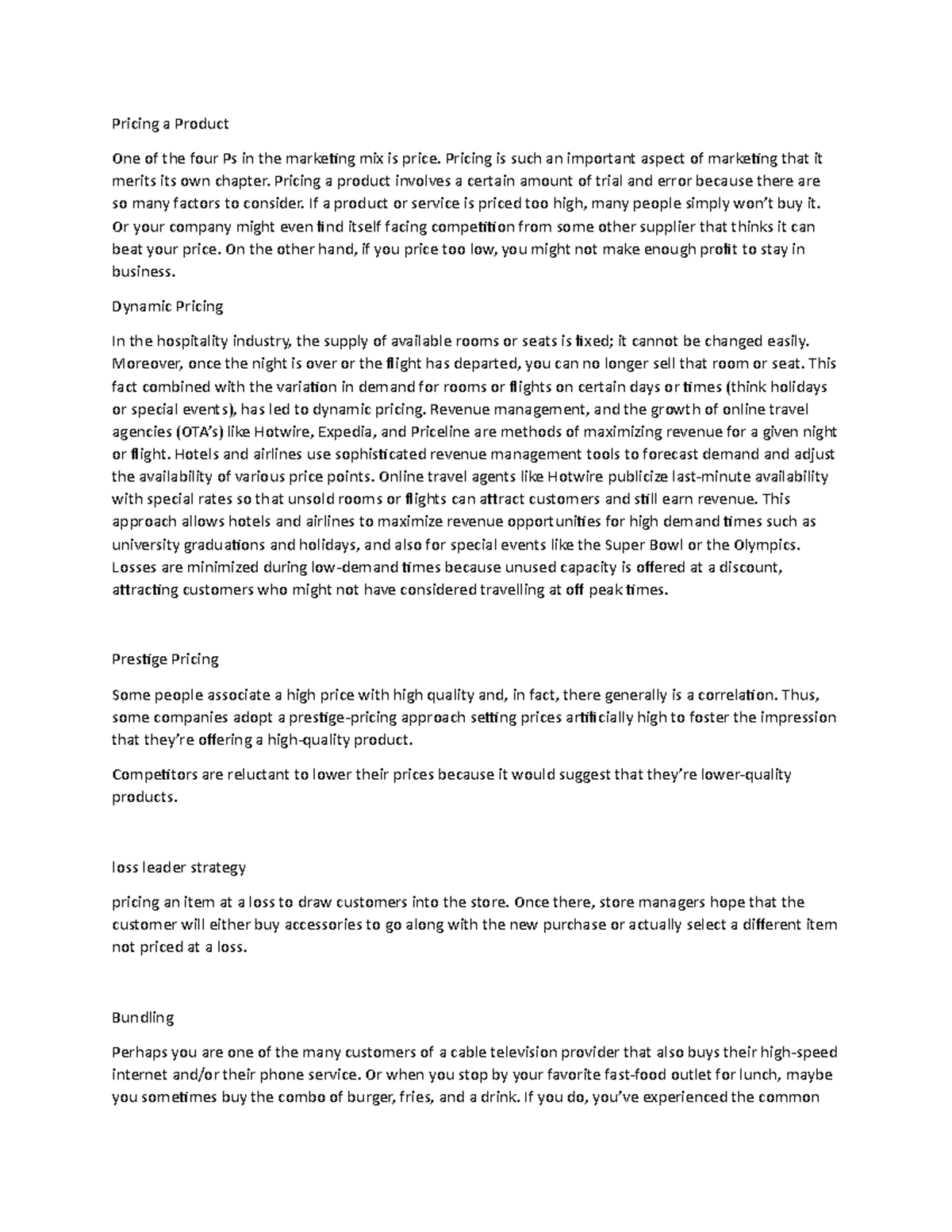 Pricing Product - Pricing a Product One of the four Ps in the marketing ...