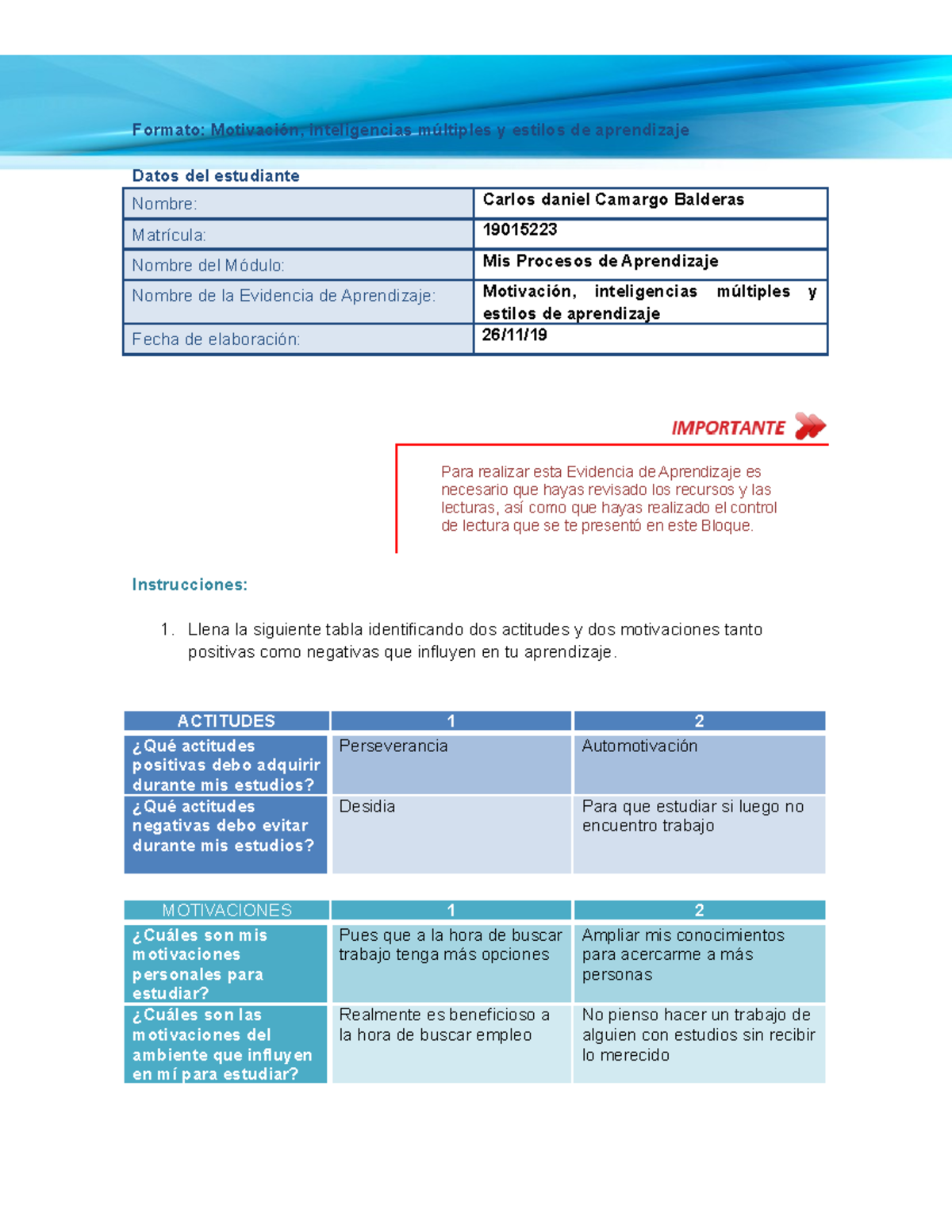 Teav Ea3 Formato Formato Motivación Inteligencias Múltiples Y