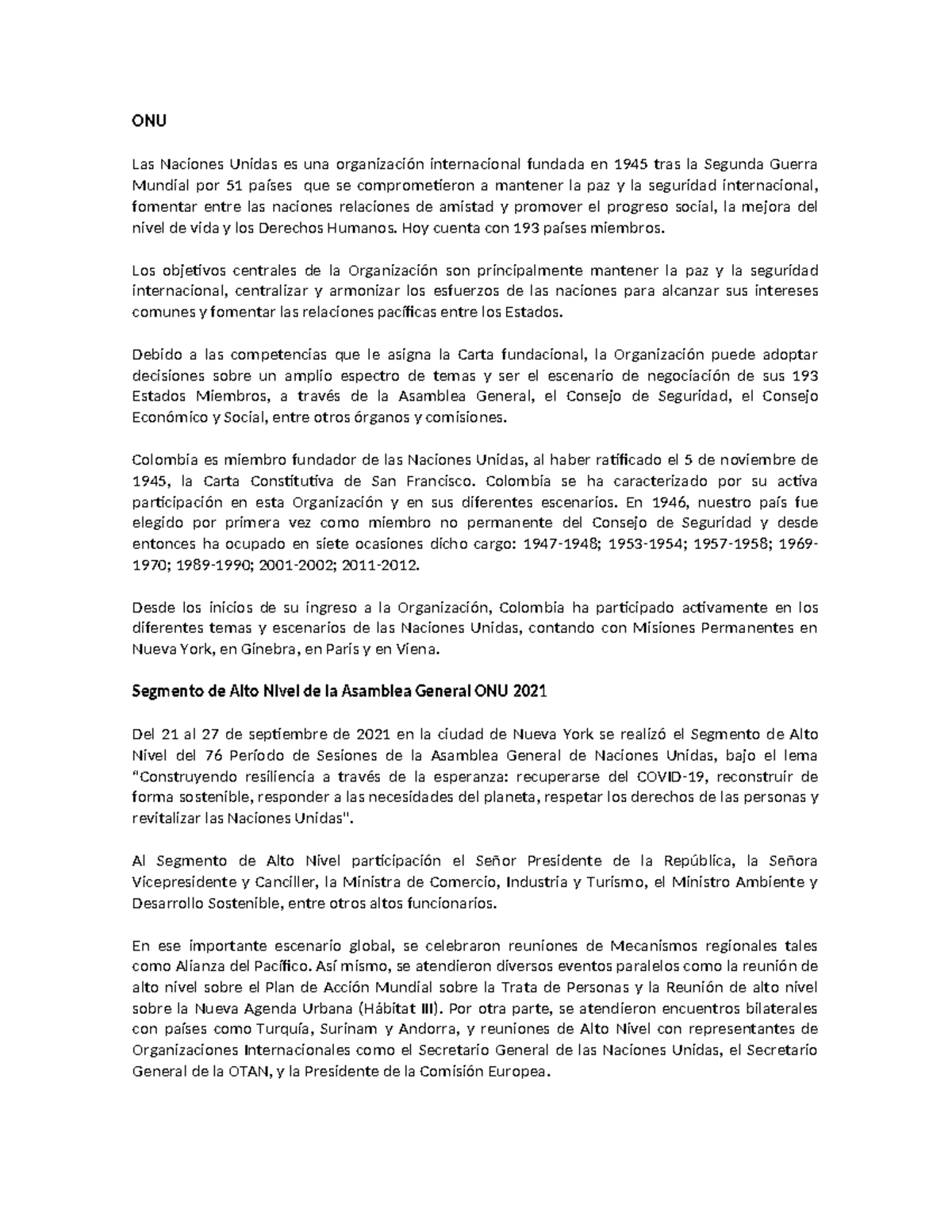 ONU - es una descripcion de lo que es la ONU y otras entidades - ONU ...