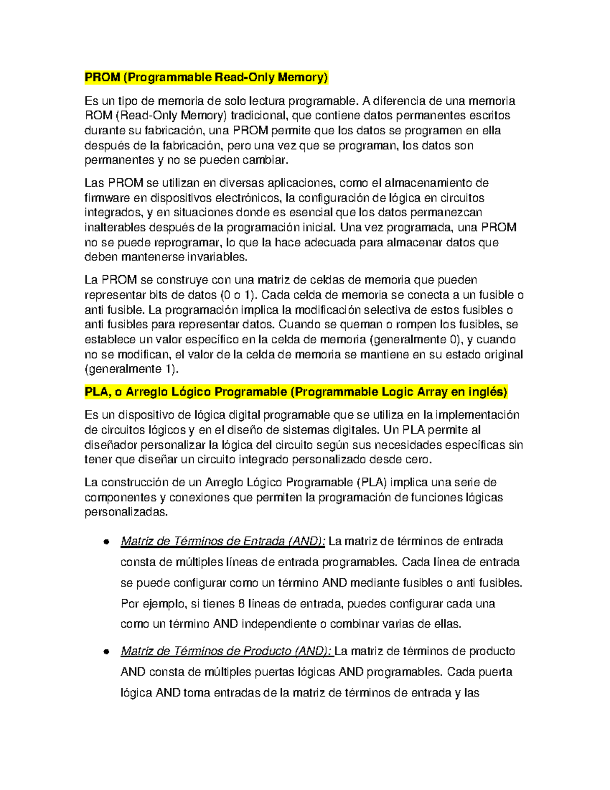 investigación VHDL - PROM (Programmable Read-Only Memory) Es un tipo de memoria de solo lectura ...