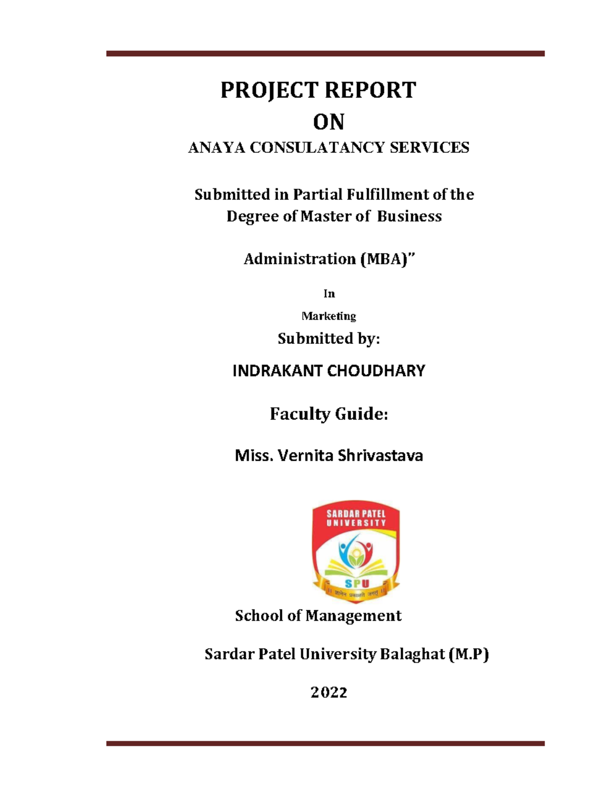 EDIT 2 - mkdjhdhdcy - PROJECT REPORT ON ANAYA CONSULATANCY SERVICES ...