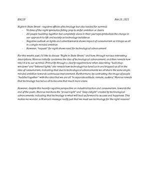 EN220 Post 5 - Work for Dr. Matthews class - EN220 March 6, 2021 As I ...