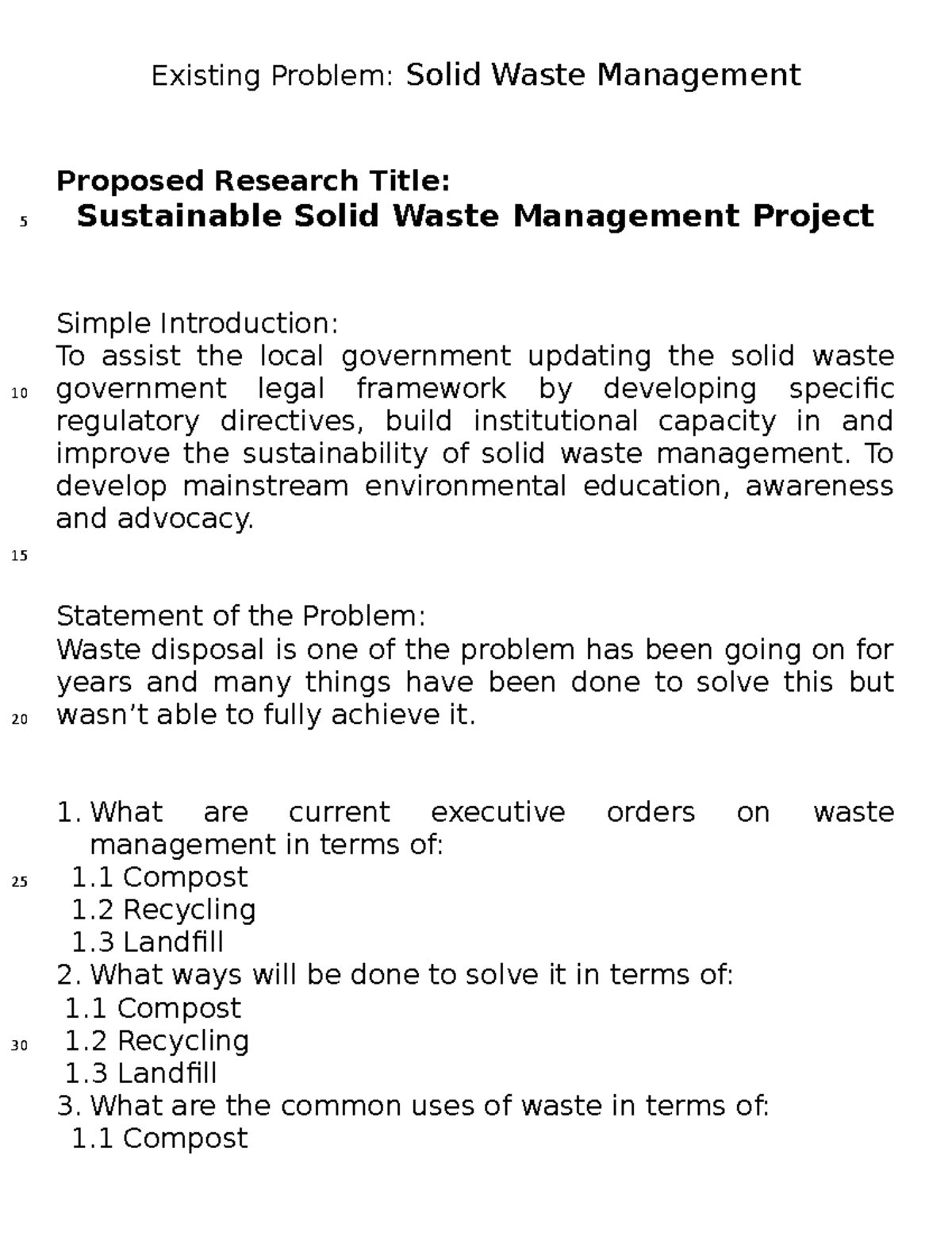 Existing Problem 042228 - Existing Problem: Solid Waste Management ...