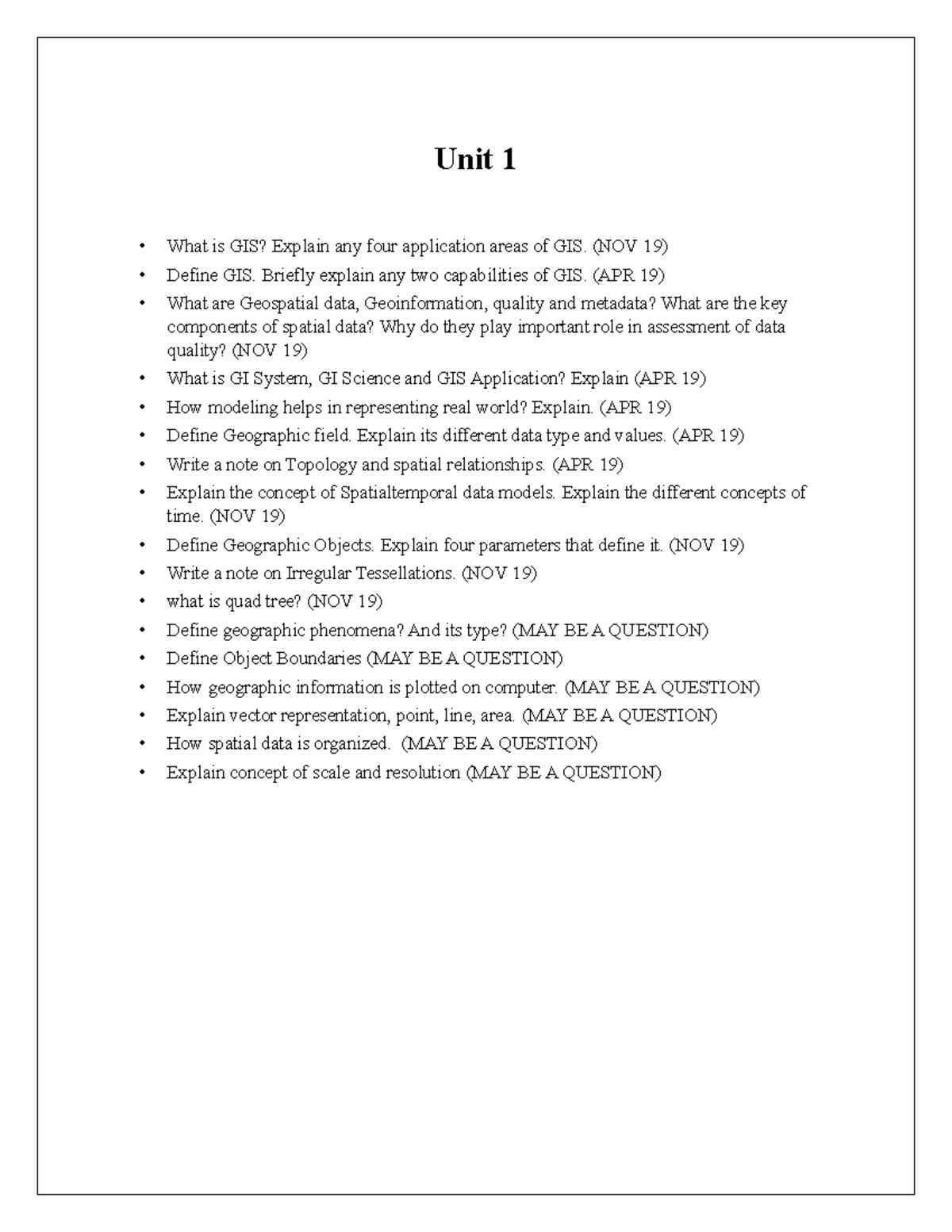 Questions Bank PGIS - What is GIS? Explain any four application areas ...