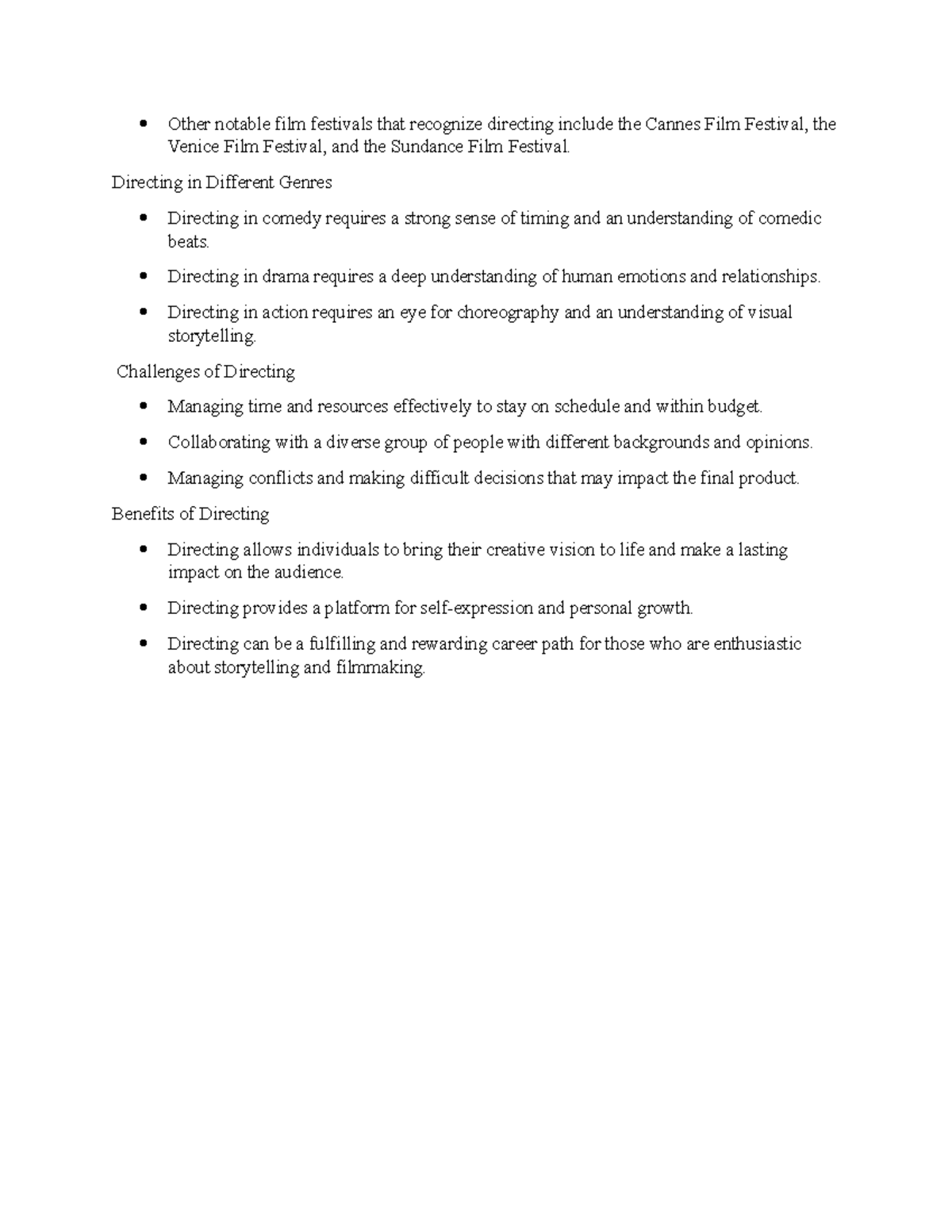 Directing Notes 4 - Examination of the theater director's craft and ...