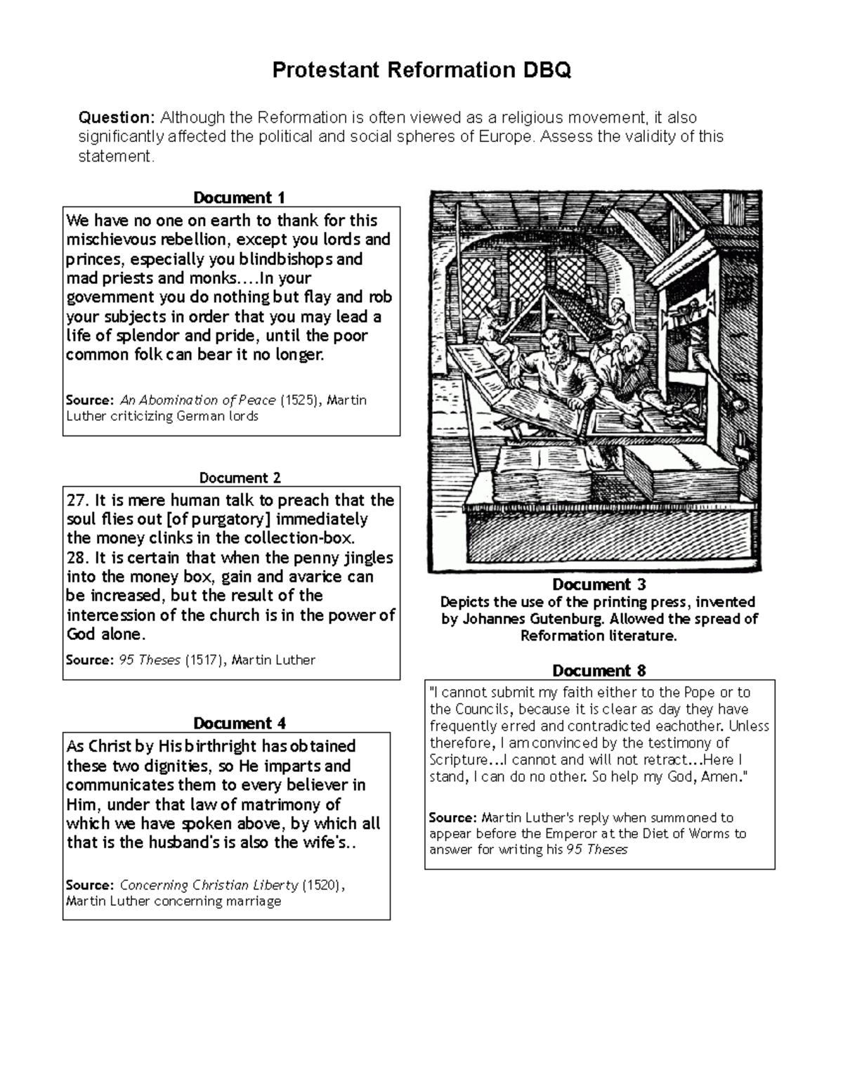DBQ Protestant Reformation - Protestant Reformation DBQ Question ...