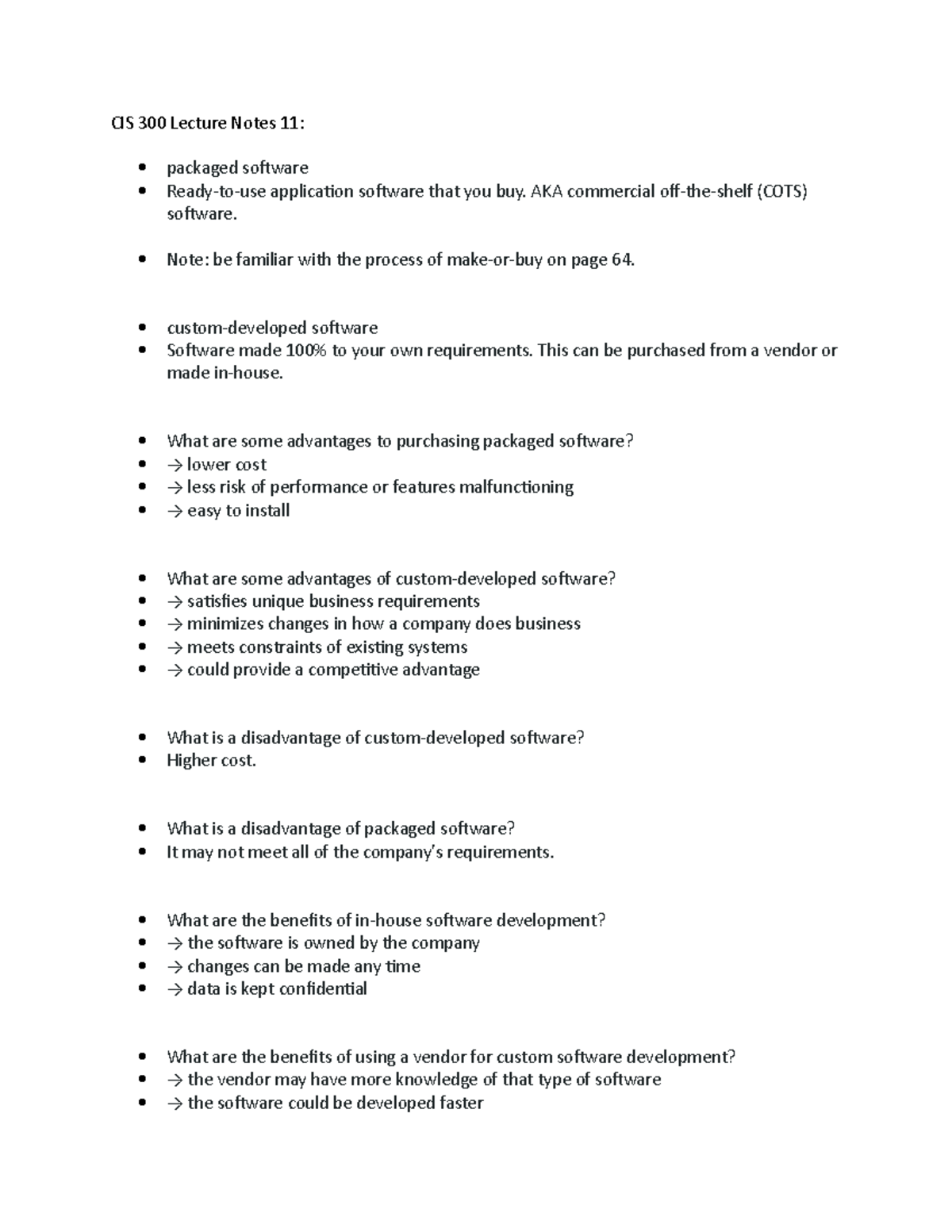 Cis 300 Lecture Notes 11 Cis 300 Lecture Notes 11 Packaged Software Ready To Use Application