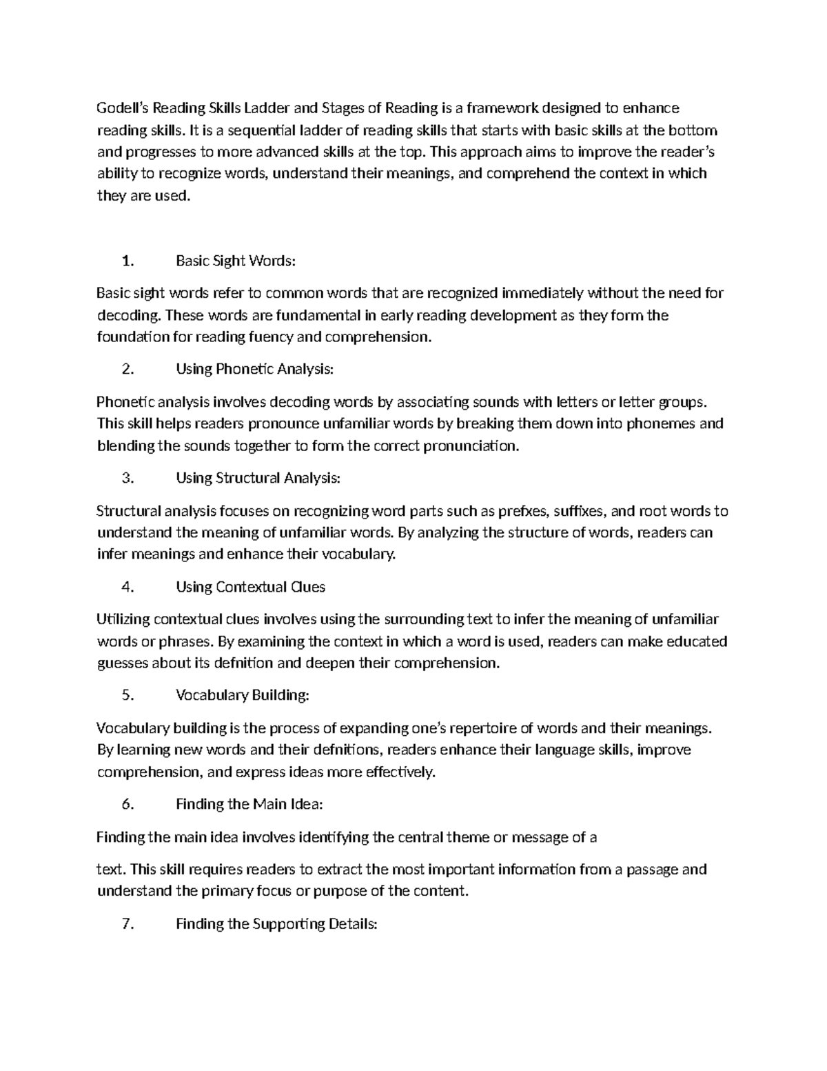 Godell's - Godell’s Reading Skills Ladder and Stages of Reading is a ...