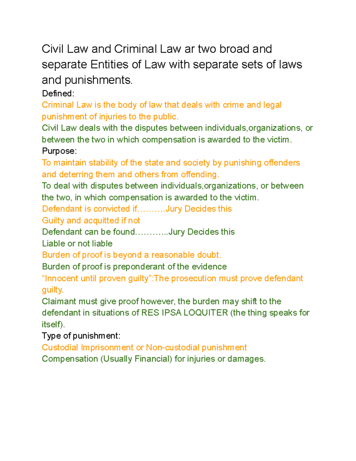 Criminal law VS Civil law - Civil Law and Criminal Law ar two broad and ...