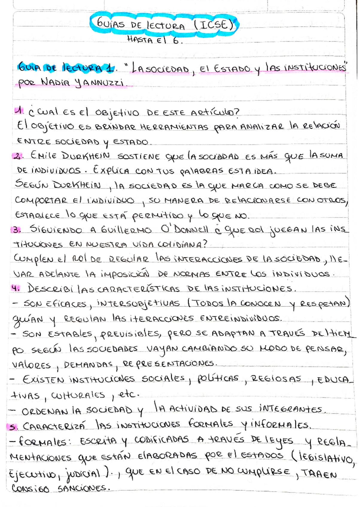 Guía 1 La Sociedad, el Estado y las instituciones por Nadia Yannuzzi ...