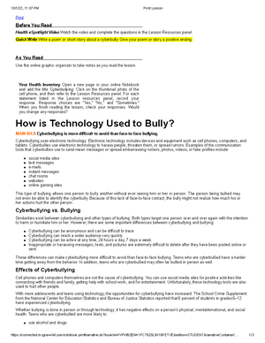 Cyberbullying Reflection - Reflection This project made me use many ...