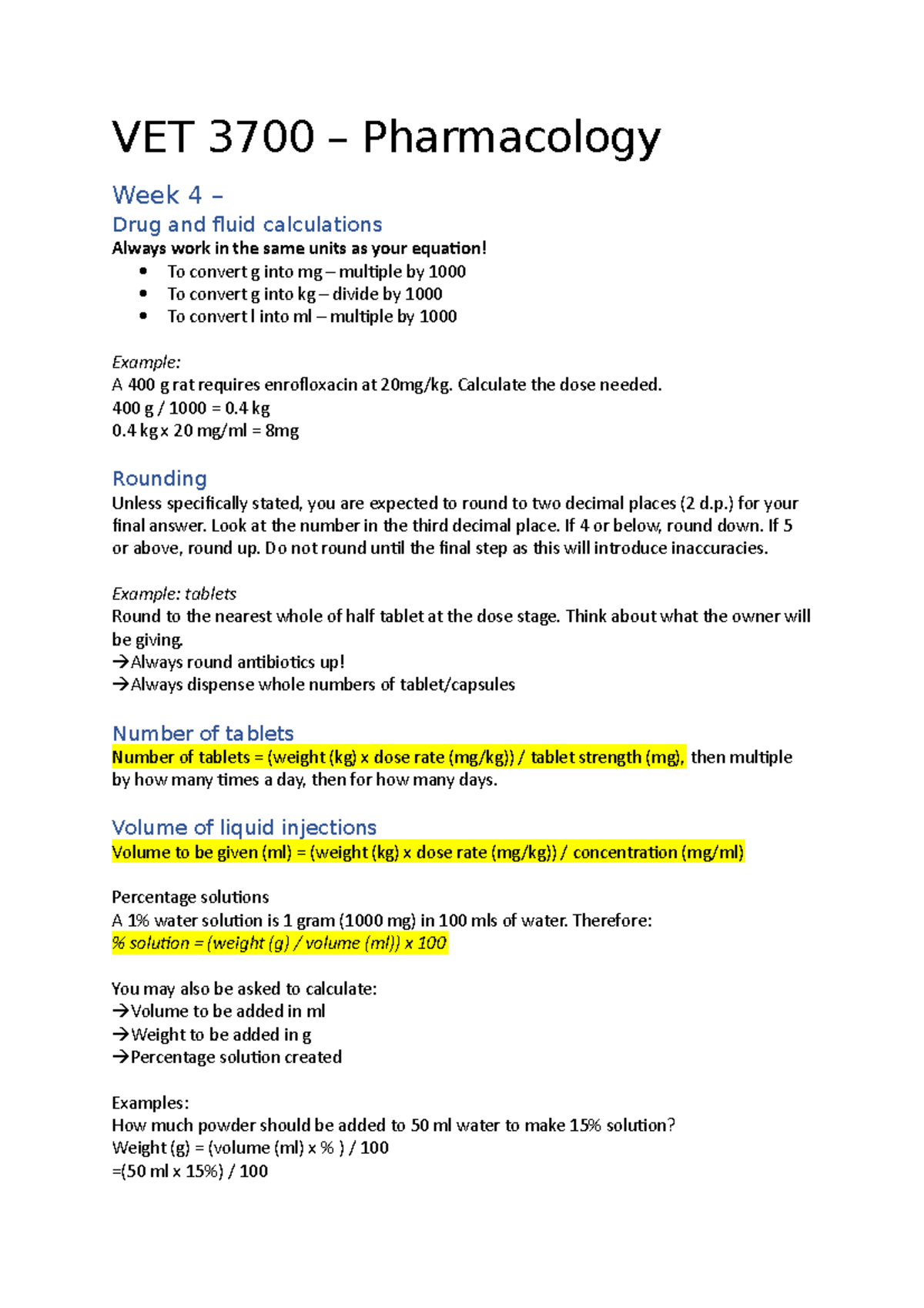 Pharmacology Endocrine and calculations - VET 3700 – Pharmacology Week ...