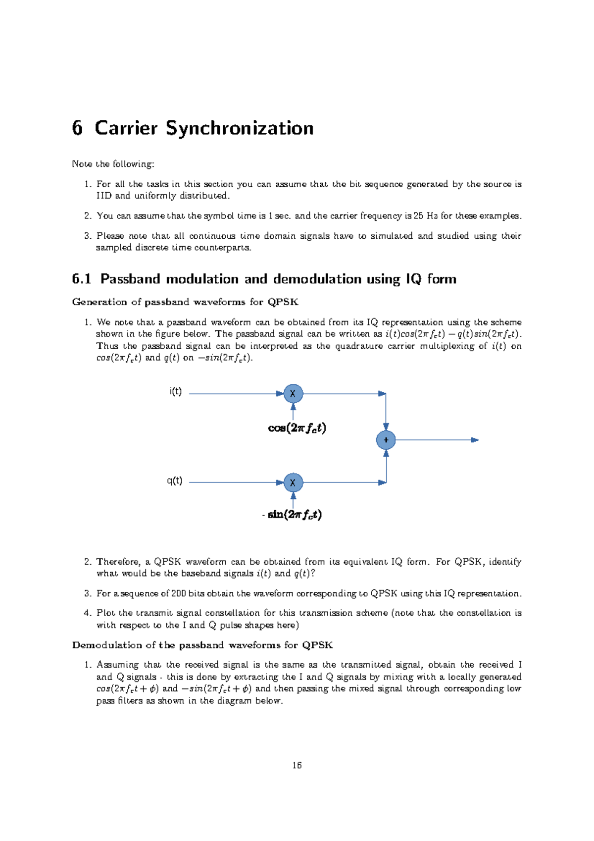 Labsheet 6 - lab sheet 6 - 6 Carrier Synchronization Note the following: For all the tasks in ...