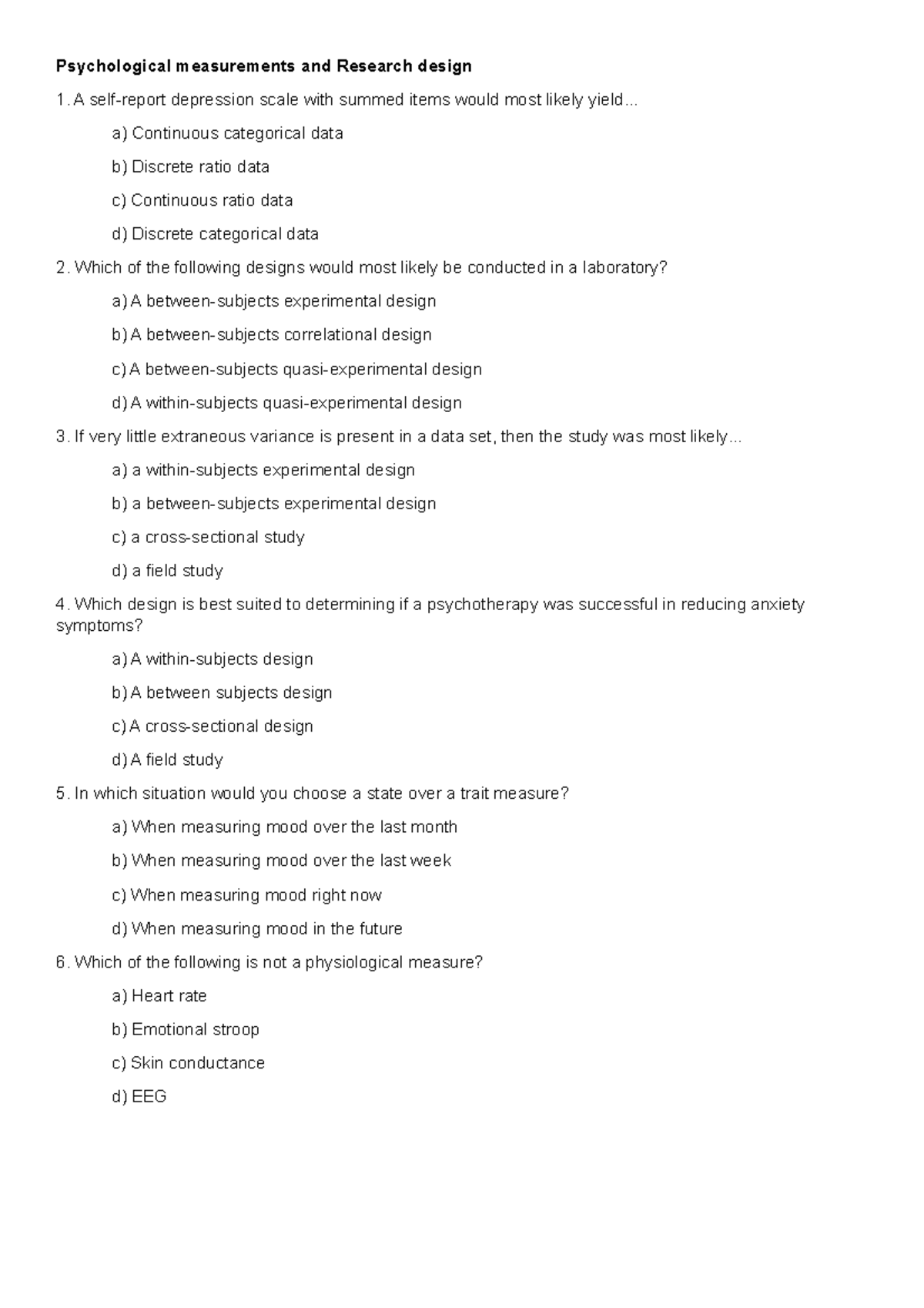 Example MCQ - Weekly review questions to practise for final mcq exam ...