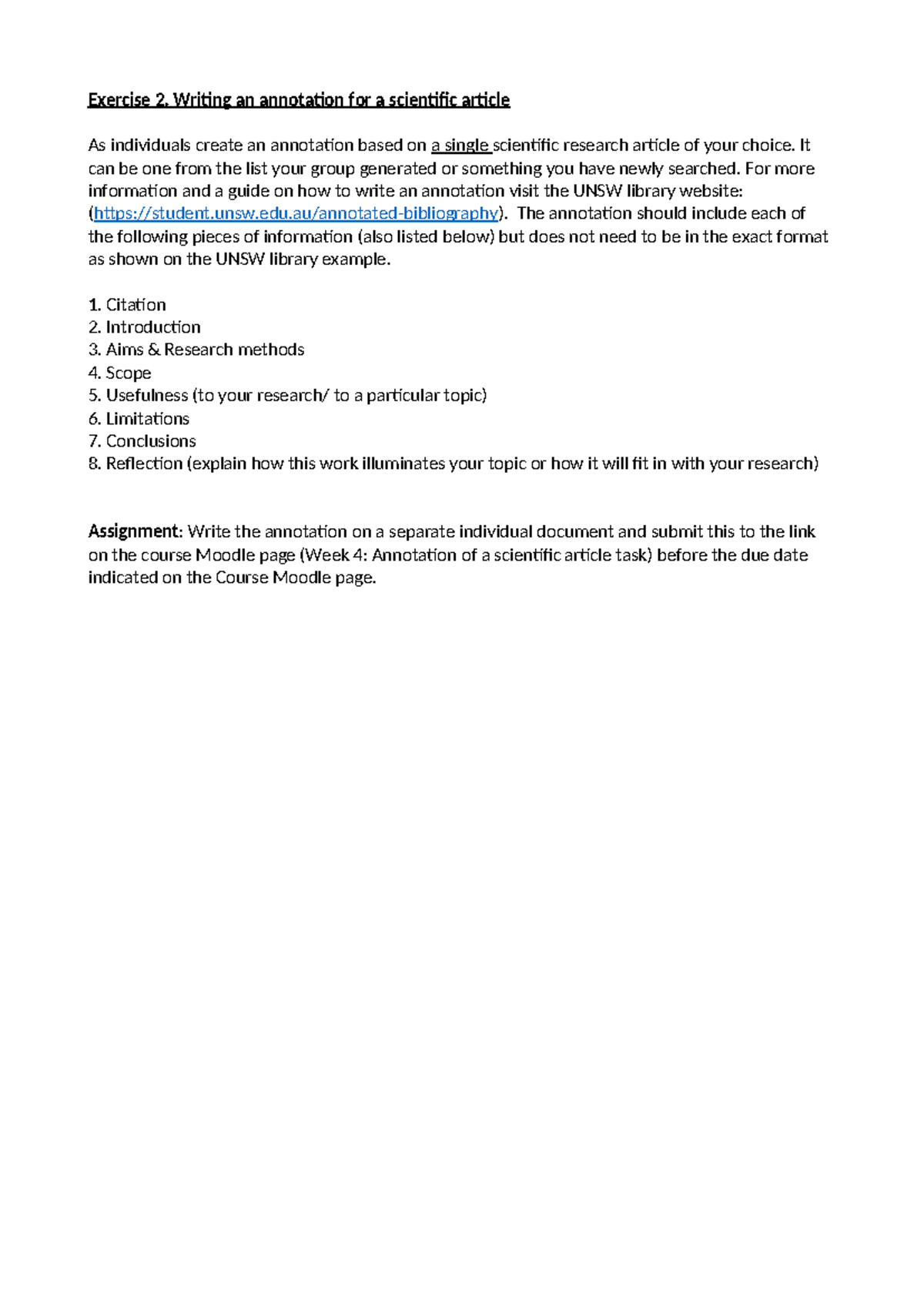 Exercise 2 - Writing an annotation - Exercise 2. Writing an annotation for a scientific article ...