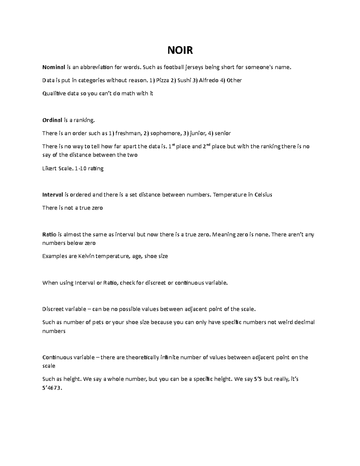 NOIR notes - NOIR Nominal is an abbreviation for words. Such as ...