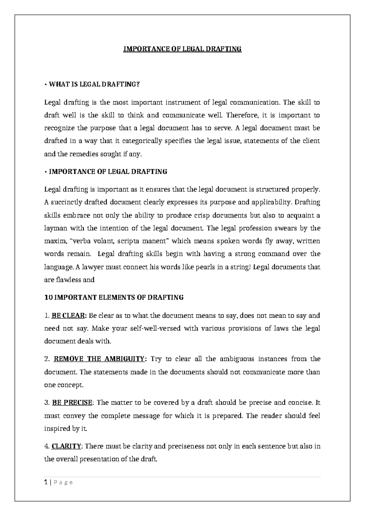 Importance OF Legal Drafting- DPC II 18 - IMPORTANCE OF LEGAL DRAFTING • WHAT IS LEGAL DRAFTING ...