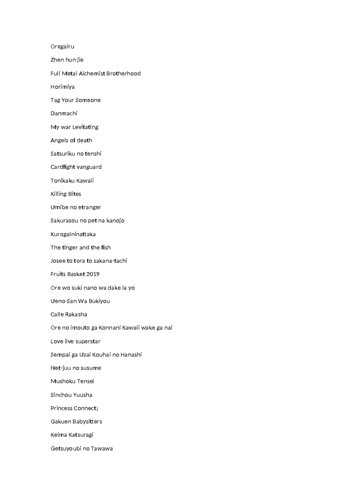 Names de animes - amimes - Oregairu Zhen hun jie Full Metal Alchemist ...