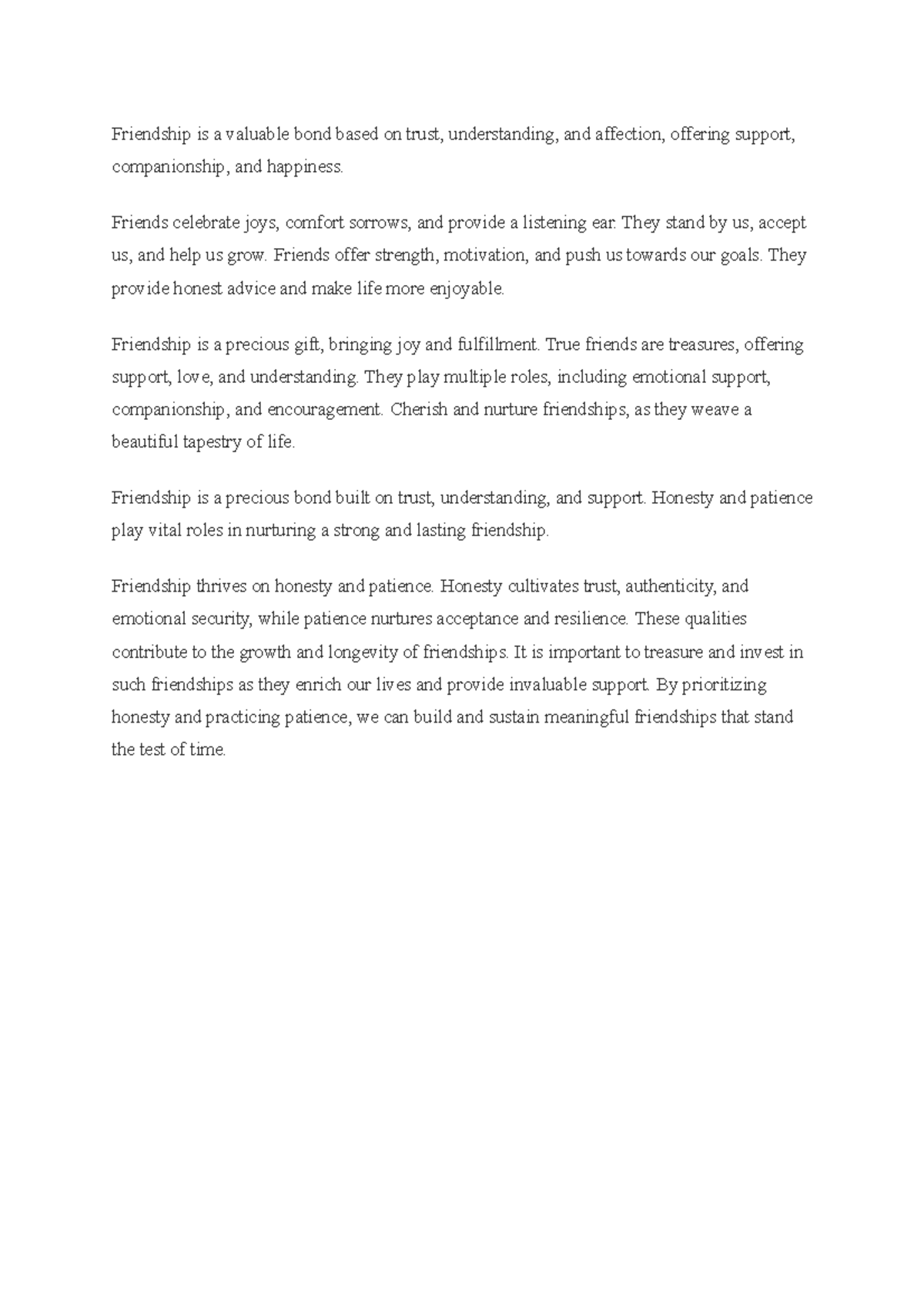 Writing why Friendship is importan - Friendship is a valuable bond ...