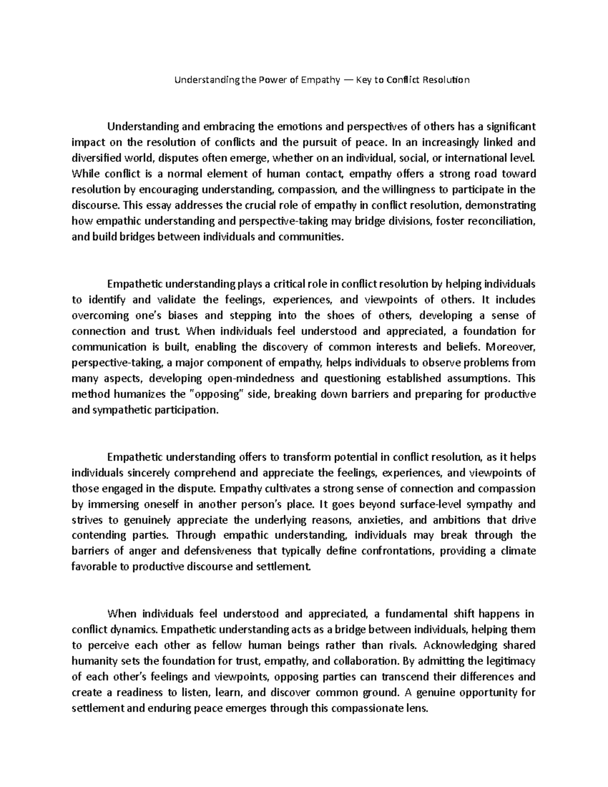 Understanding the Power of Empathy - Key to Conflict Resolution ...