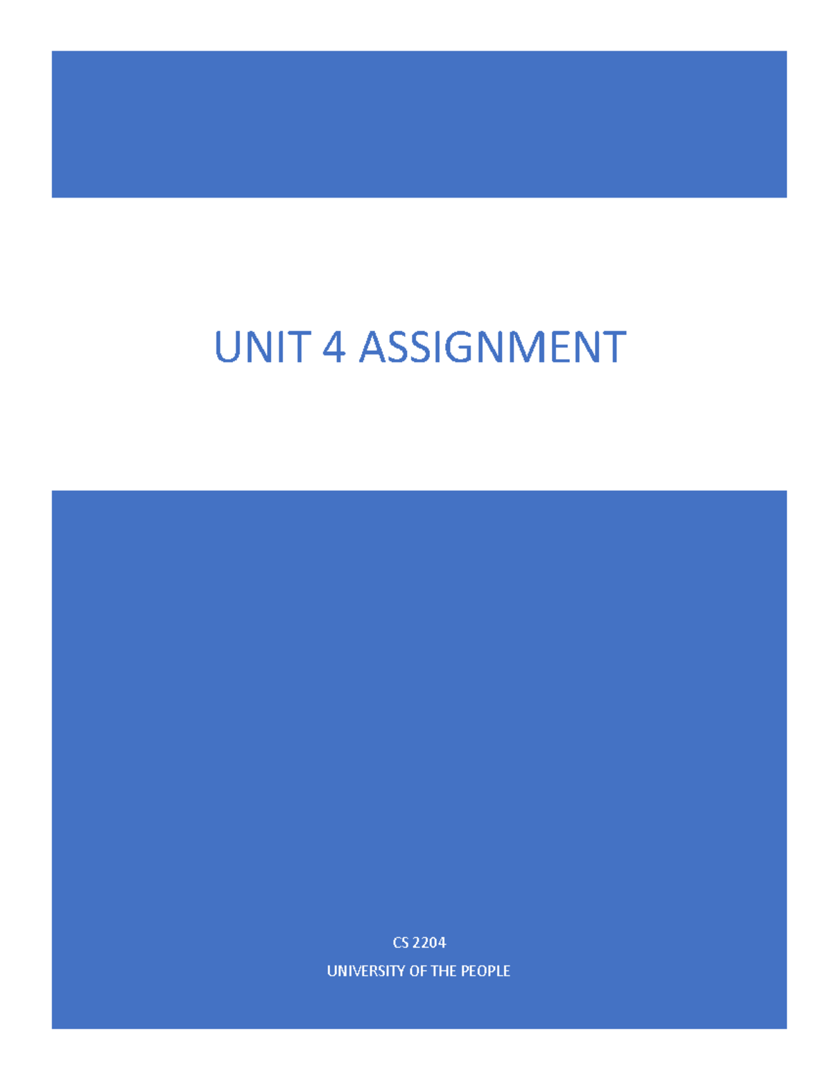 Cs 2204 Assignment 4docx Cs 2204 University Of The People Unit 4 Assignment For Each Ipv4 0612