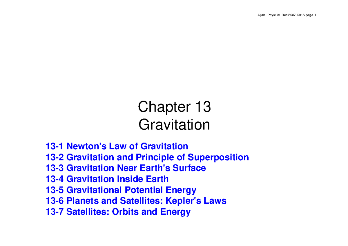 Chapter 13 - Lecture notes 14.5 - Aljalal-Phys101-Dec 2007-Ch13-page 1 ...