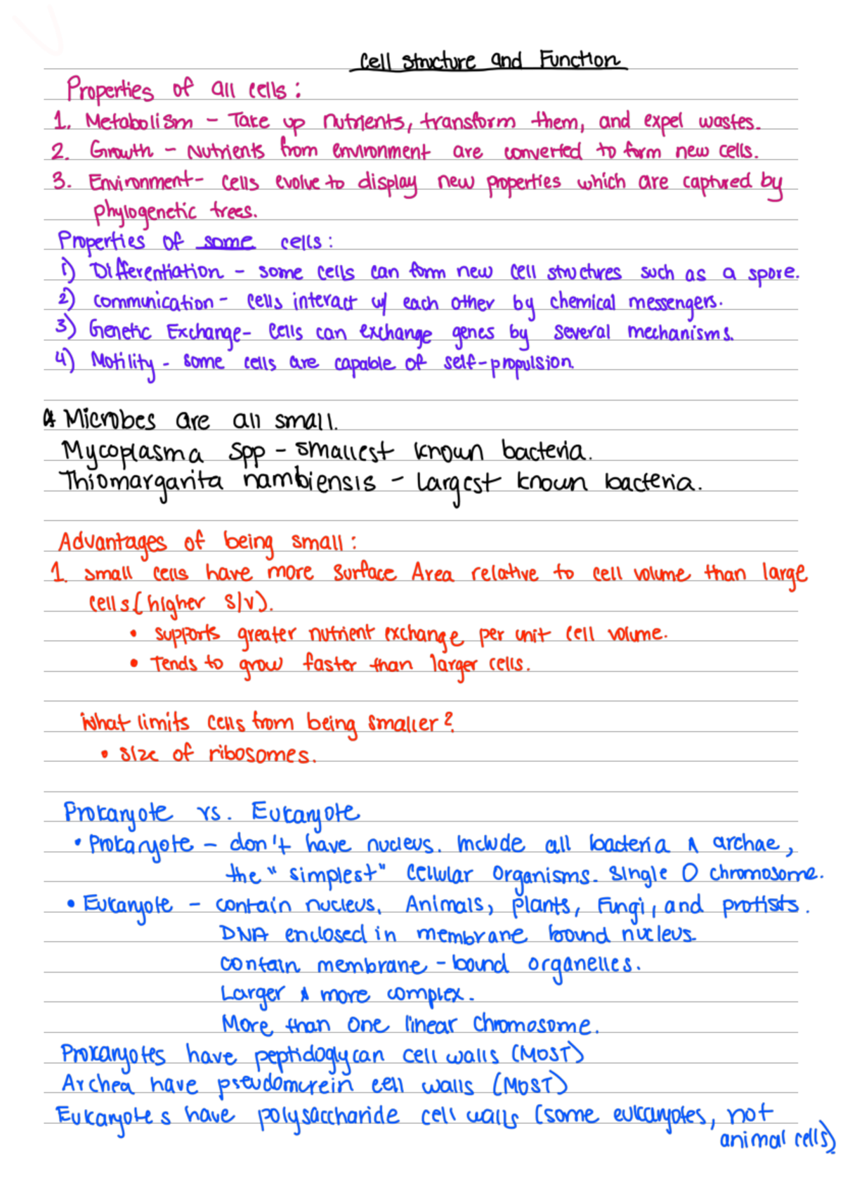 Cell structure and function Lecture notes - MB 351 - Studocu