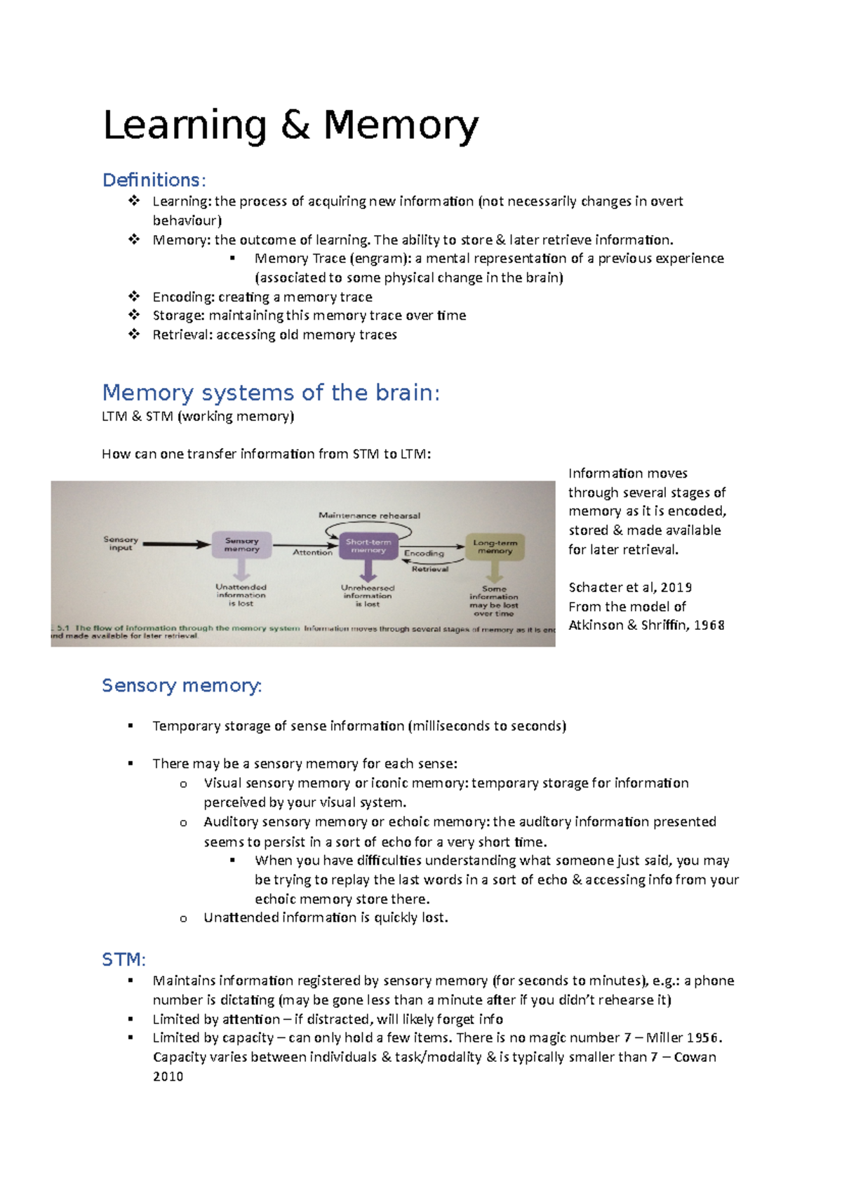 Learning & Memory 20th oct - Learning & Memory Definitions: Learning ...