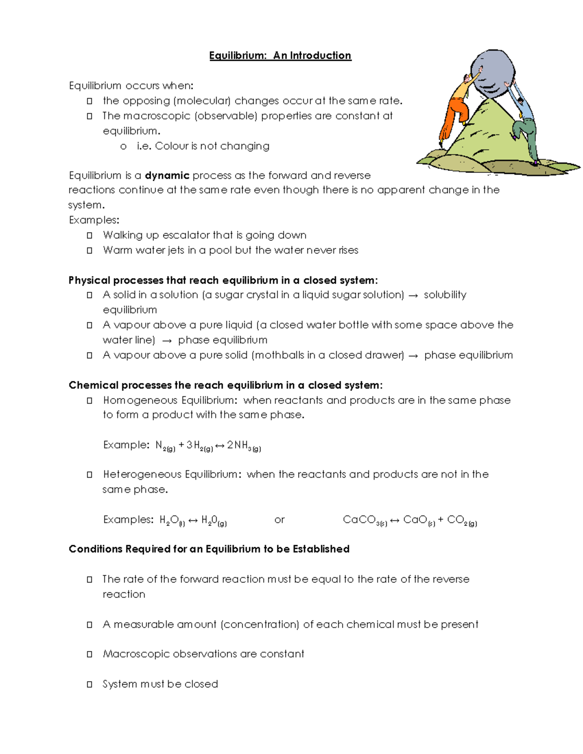 Equilibrium Introduction NOTES - **Equilibrium: An Introduction ...