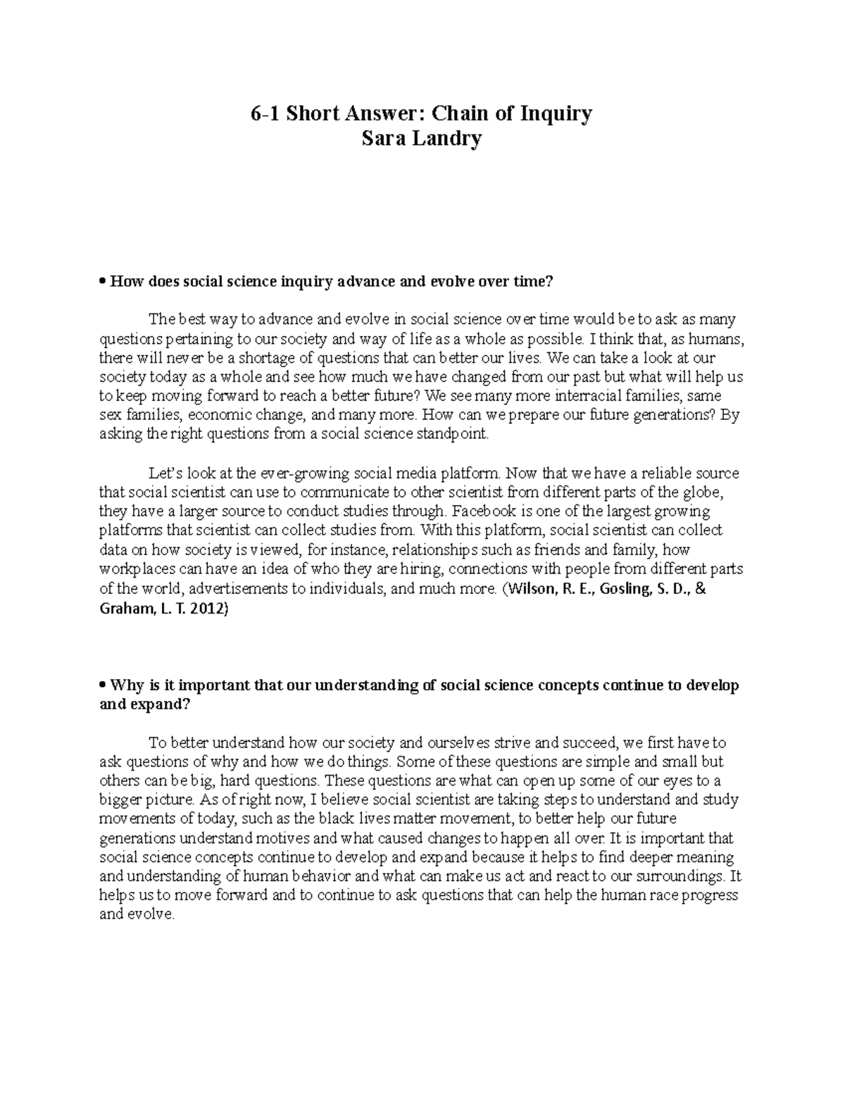 6-1 Short Answer- Chain of Inquiry- 6-1 Short Answer: Chain of Inquiry ...