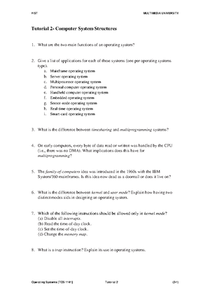 Assignment - TOS6113 OPERATING SYSTEMS Assignment (20%) Mark distribution: Part 1: Journal ...