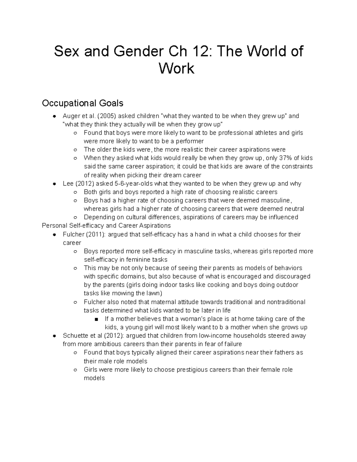 Sex and Gender Ch 12 The World of Work - Sex and Gender Ch 12: The ...