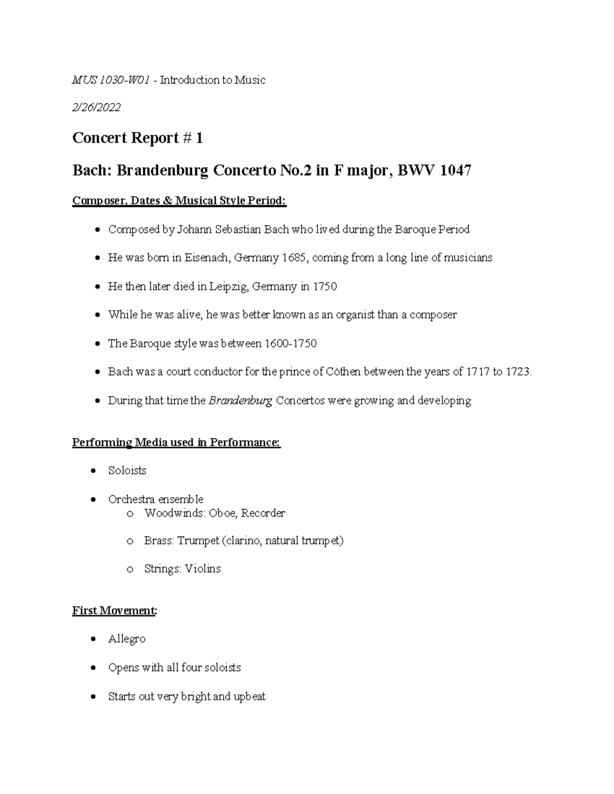 Concert Report - MUS 1030-W01 - Introduction to Music 2/26/ Concert ...