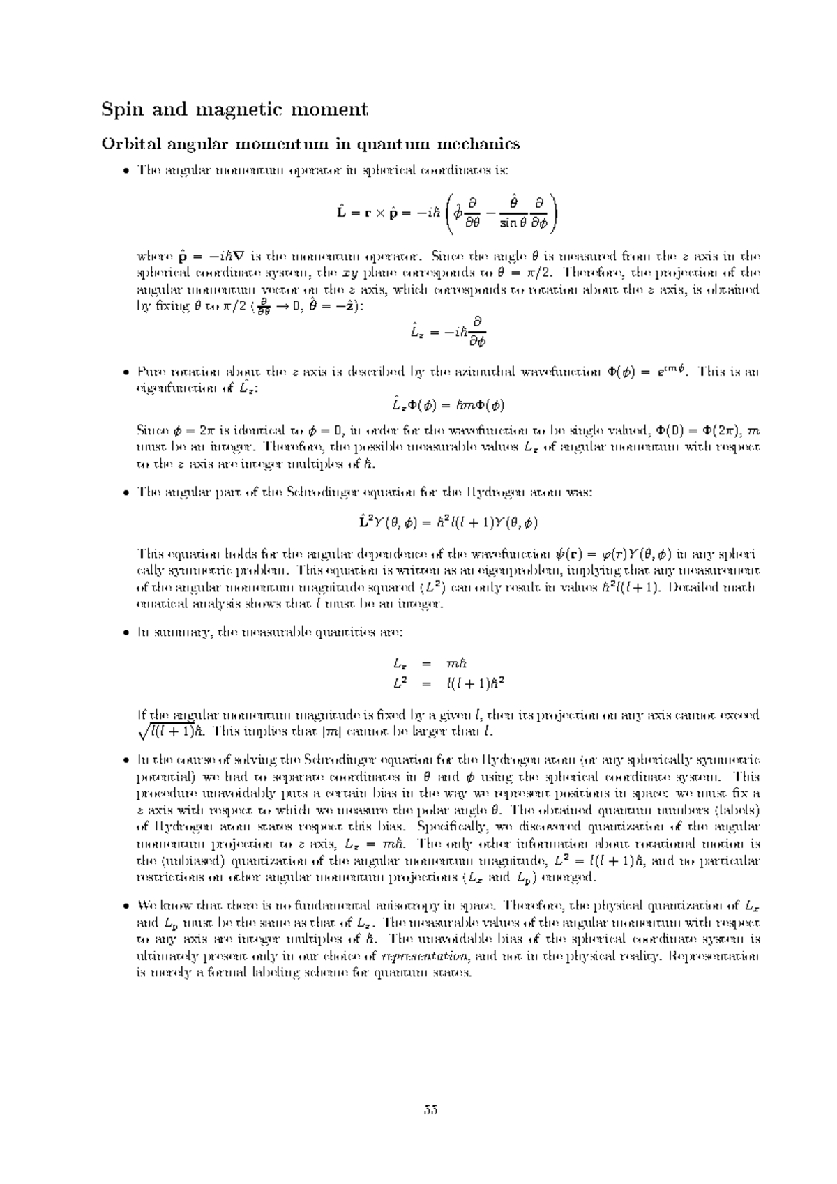 Spin - Spin and magnetic moment - Spin and magneti moment Orbital ...