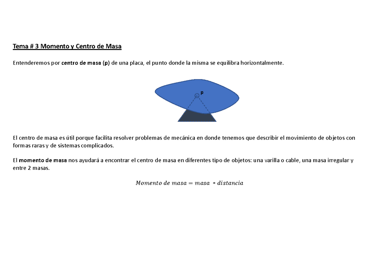 Tema # 3 Momentos y centros de masa - Tema # 3 Momento y Centro de Masa ...