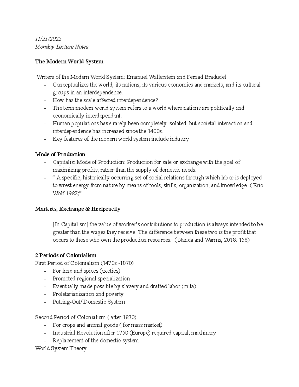 The Modern World System - How has the scale affected interdependence ...