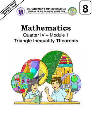 Math 8-Q4-Module-3 - math - MATHEMATICS Quarter 4 - Module 3 Proving Inequalities in a Triangle ...